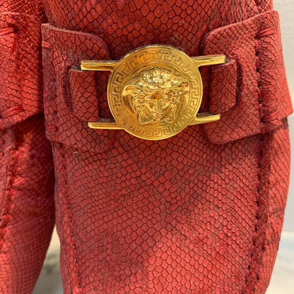 Versace | Shoes | Brand New Versace Red Snake Skin Like Loafers | Poshmark